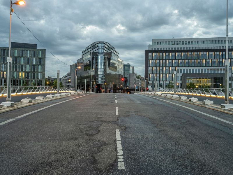 Dramatic cityscape at dawn with modern architecture in Berlin, Germany ...