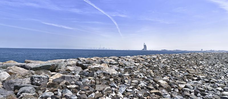 Dubai, UAE: Cityscape Along the Coastal Shoreline HDRi Maps and Backplates