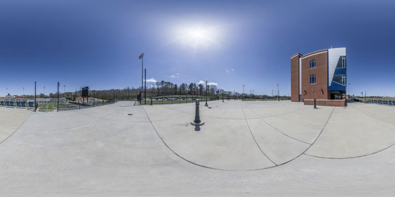 Aerial View of a Football Stadium with Clear Sky - HDRi Maps and Backplates