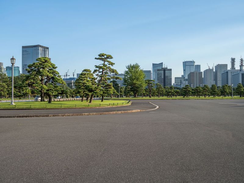 Edo Park in Tokyo, Japan: Dawn Urban Skyline HDRi Maps and Backplates