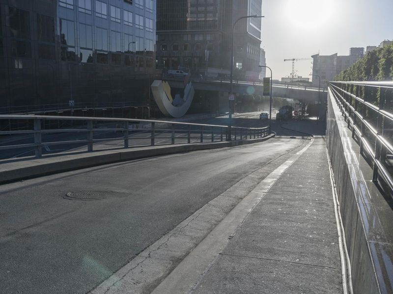 Elevated Bridge Leading to a Vibrant City Street HDRi Maps and Backplates