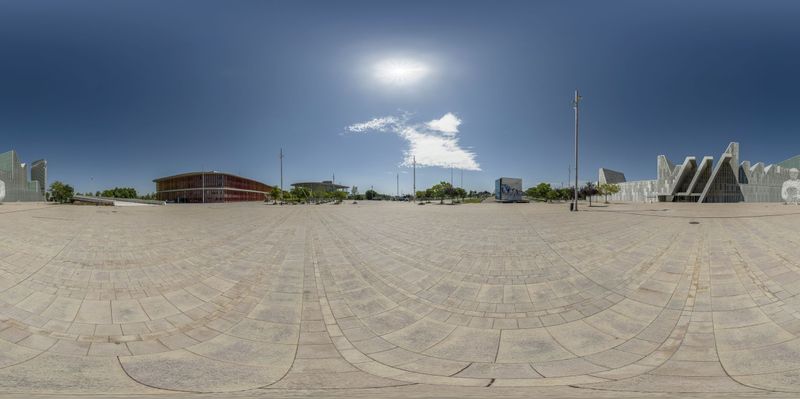 Elevated View: Urban Space in a Concrete Plaza HDRi Maps and Backplates