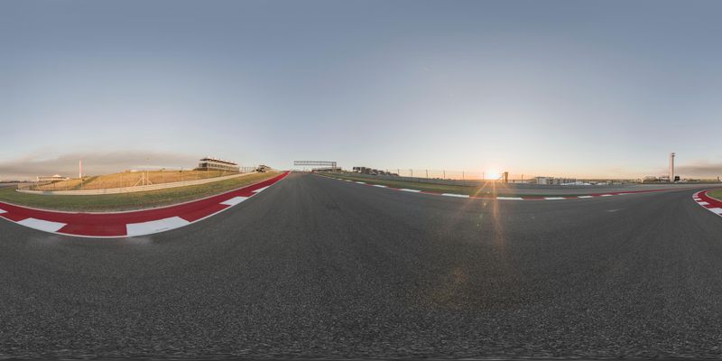 Empty Asphalt Race Track at Sunset with Clouds HDRi Maps and Backplates