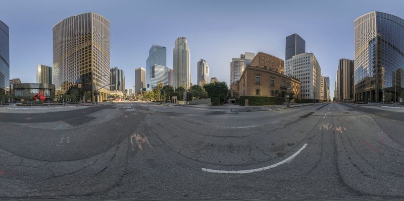Empty City Intersection with High Rise Building HDRi Maps and Backplates