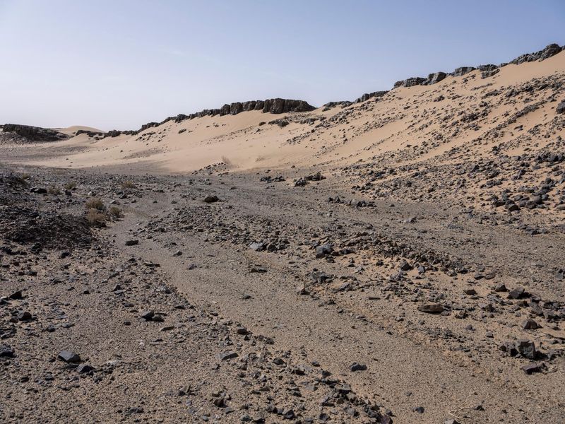 Empty Field in the Desert with Dirt Trail and Sand Piled - Marocco HDRi ...