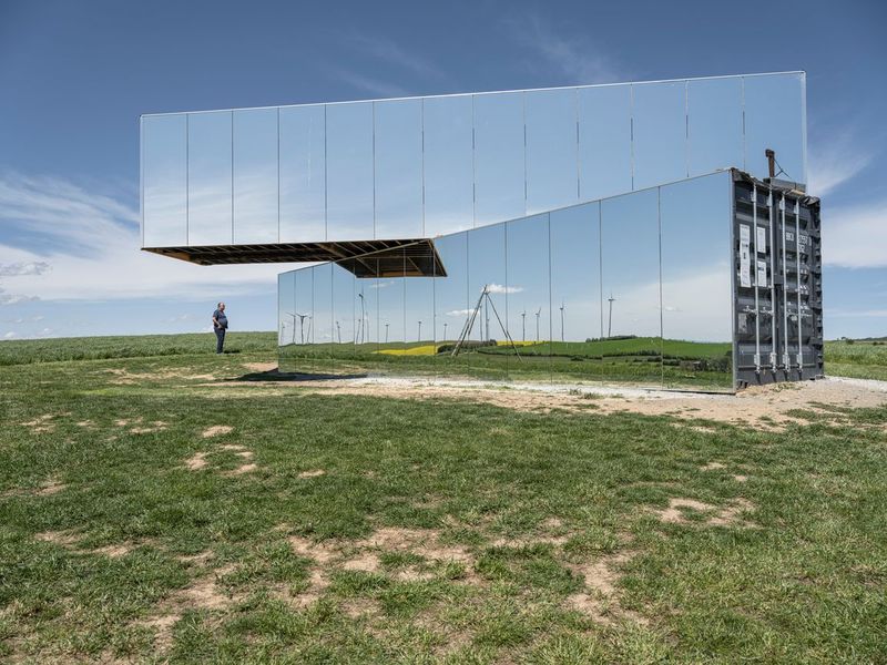 Empty Field with Mirrored Structures and People in Grass - HDRi Maps ...