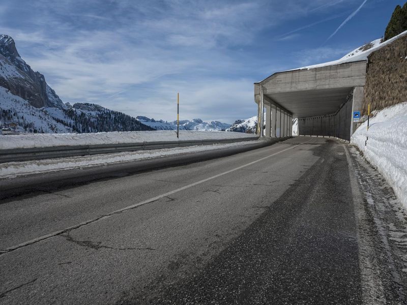 Empty mountain road under bridge in snowy Alps, Germany HDRi Maps and ...