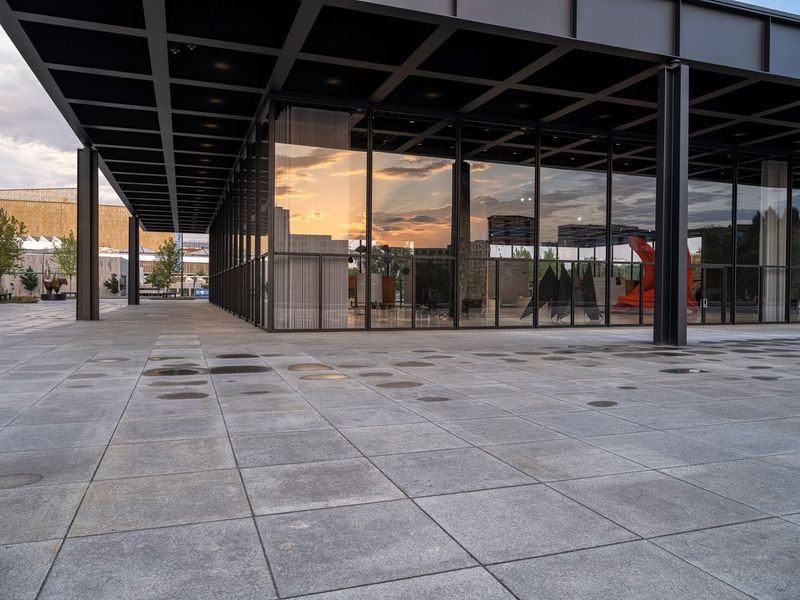 Empty Outdoor Walkway in Berlin with Glass Walls and Metal Columns HDRi ...