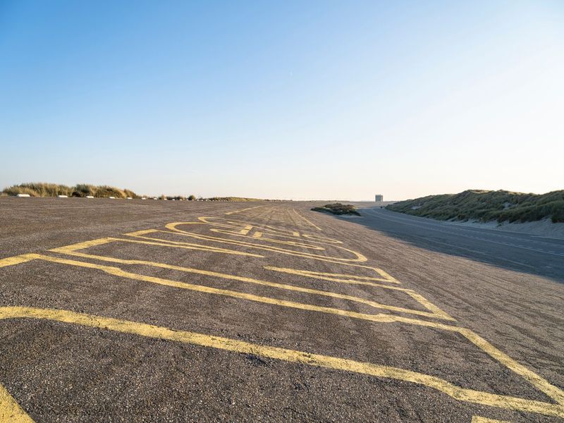 Empty Parking Lot by Coastal Sand Dunes in Holland HDRi Maps and Backplates