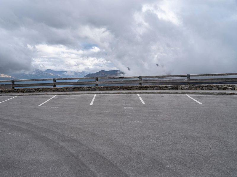 Empty Parking Lot with Mountain Background HDRi Maps and Backplates