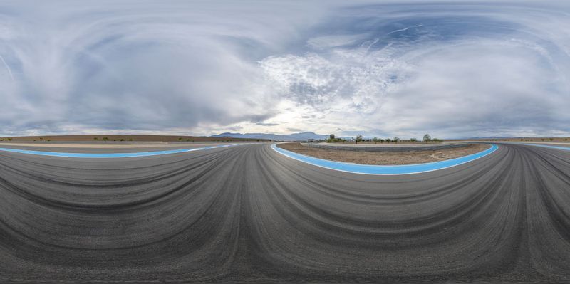 Empty Racetrack in the USA: Grey Asphalt and Blue Trims HDRi Maps and ...