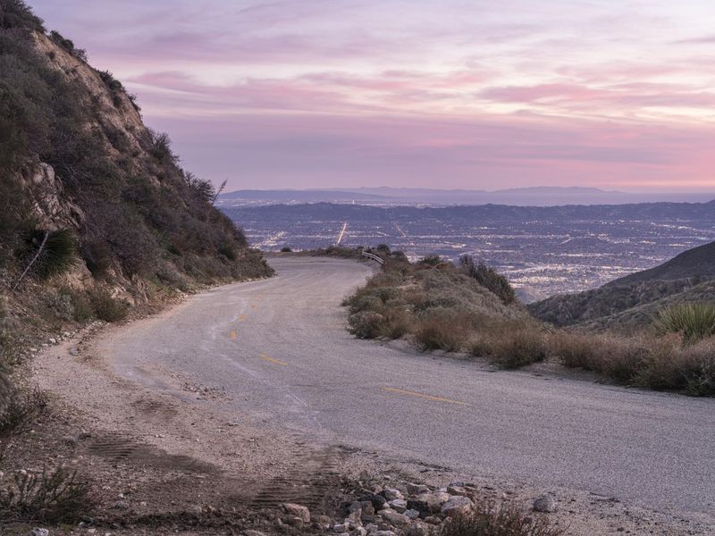 Empty Road in California Highlands at Sunset with Ocean View HDRi Maps ...