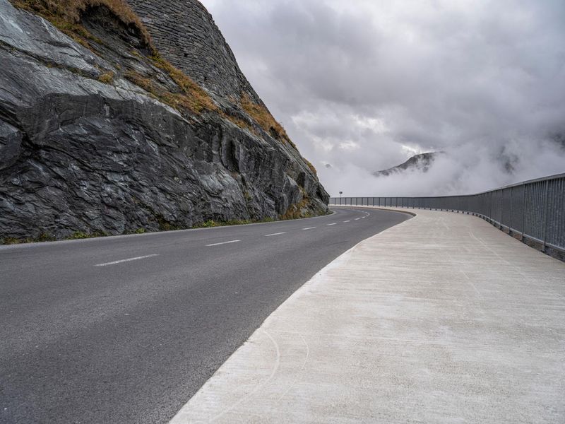 Empty Road Surrounded by Rock Walls and Clouds in Austria HDRi Maps and ...