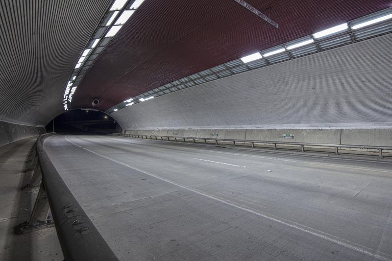 Empty Street with Subway Under a Long Bridge HDRi Maps and Backplates