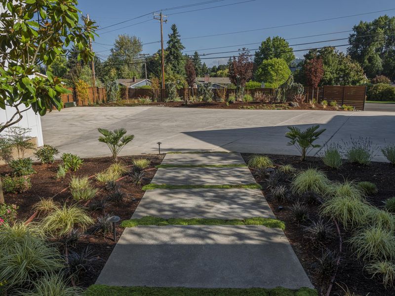 Enclosed Backyard with Concrete Walkway, Grass, and Trees HDRi Maps and ...