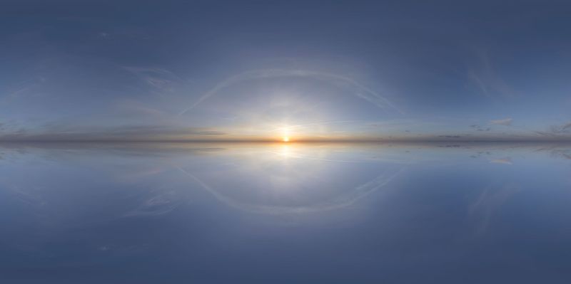 Endless Landscape with Sun Visible at Dawn HDRi Maps and Backplates