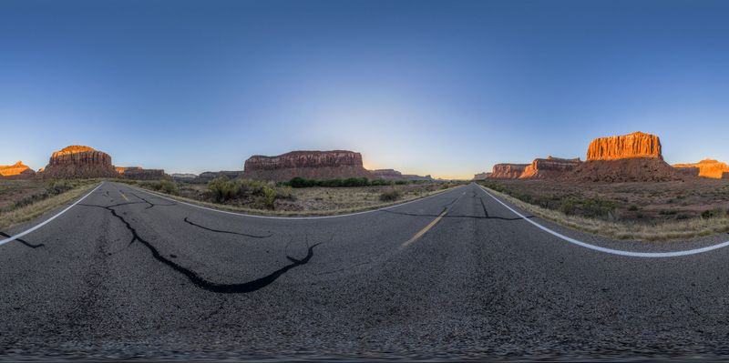 Endless Road Through the Desert National Park HDRi Maps and Backplates