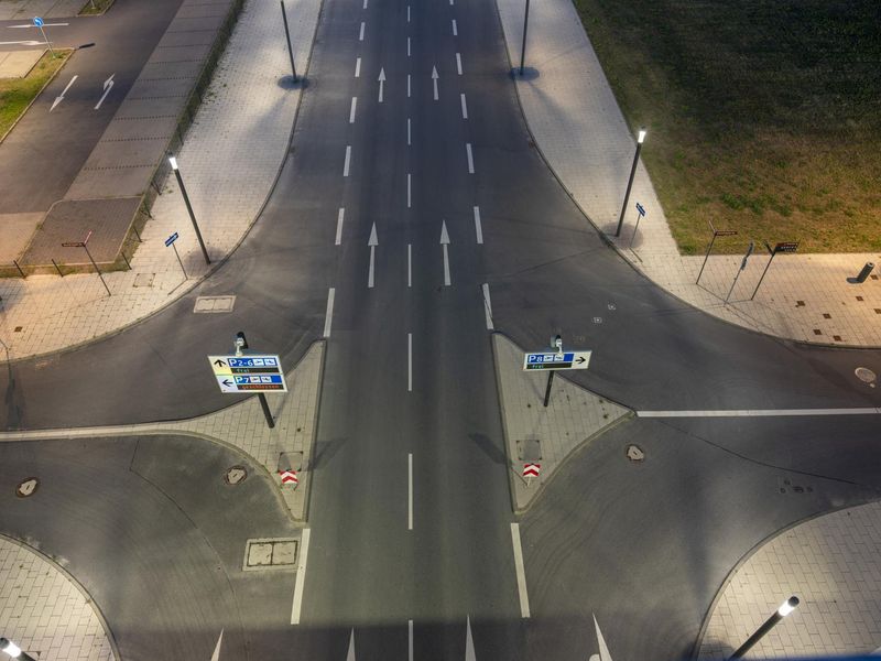 Europe's Straight Road with Modern Architecture HDRi Maps and Backplates
