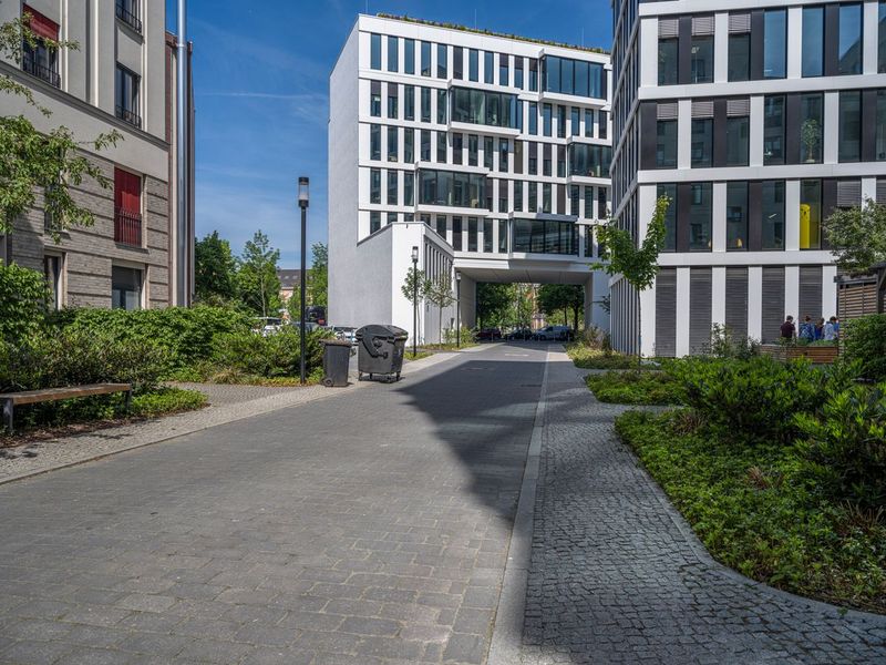 Urban Design in Europe: Cobblestone Roads and Modern Architecture HDRi ...