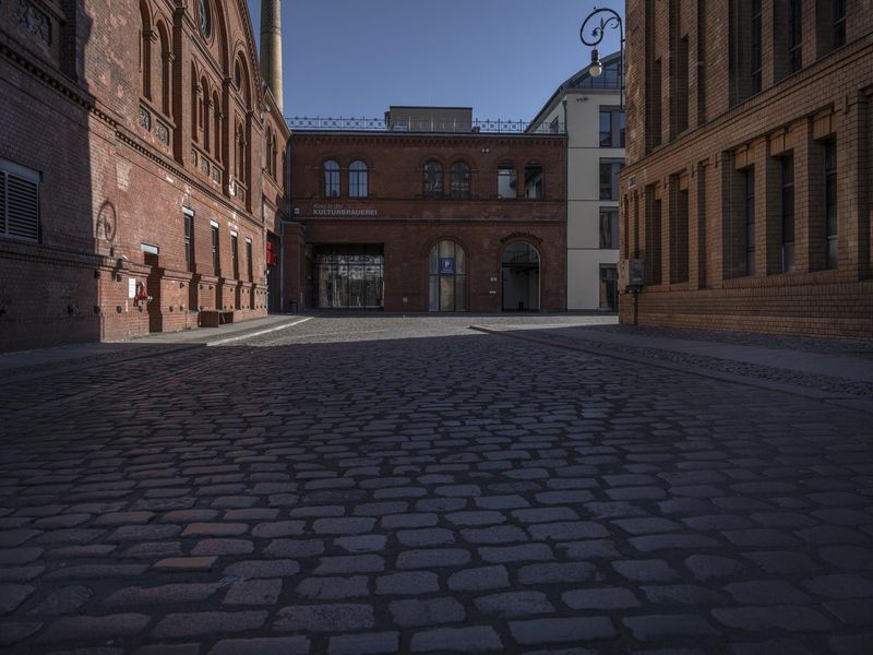 European City Cobblestone Pavement at Dusk HDRi Maps and Backplates