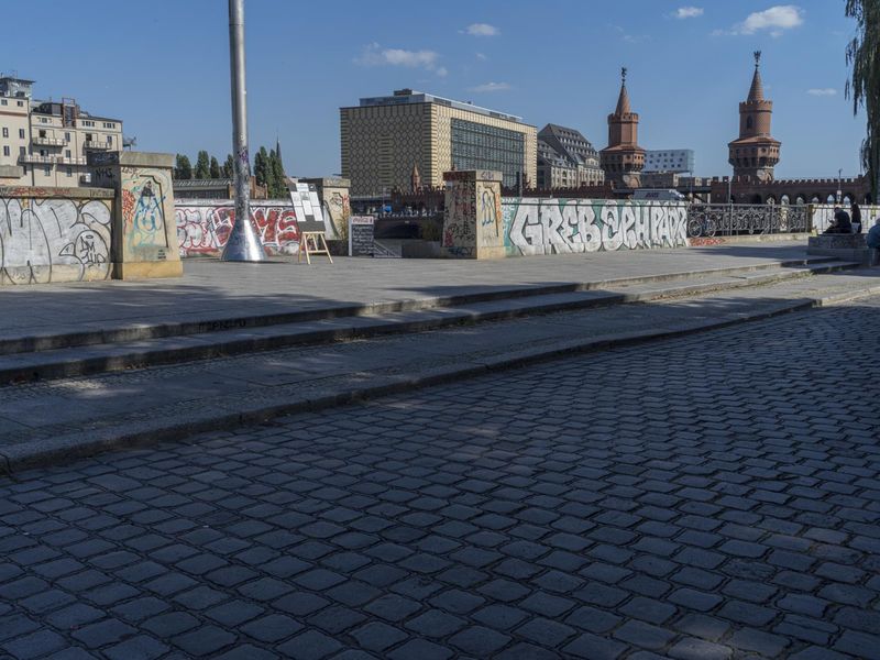 European Urban Design in Berlin under Clear Sky HDRi Maps and Backplates