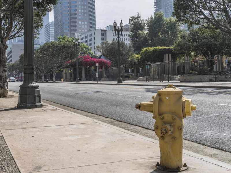 Fire Hydrant with Urban Cityscape in Los Angeles, California, USA HDRi ...