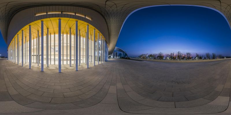 Futuristic Architecture: Cityscape Captured Through a Fish-Eye Lens ...