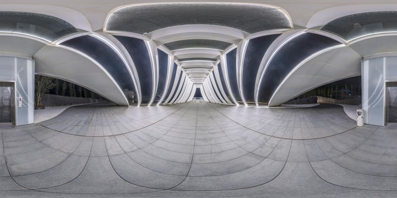 Futuristic Design: Curved Floor with Gray and White Columns HDRi Maps ...