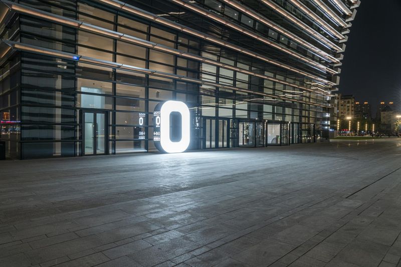 Futuristic Office Building with Urban Neon Lights HDRi Maps and Backplates