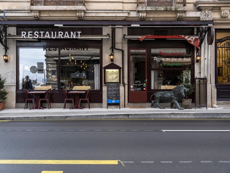 Geneva Europe Street Restaurant Corner HDRi Maps and Backplates