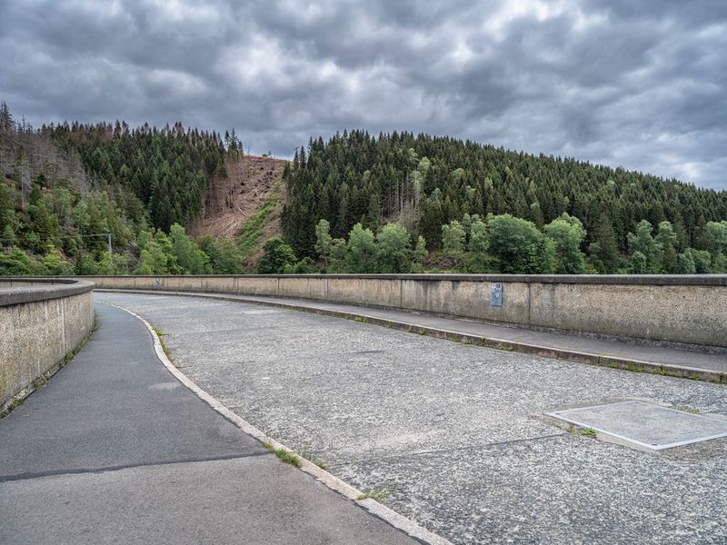 German Dam in Rural European Landscape