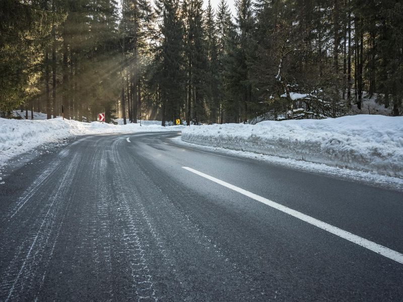 German Highway: Wet Road and Snow in the Alps HDRi Maps and Backplates