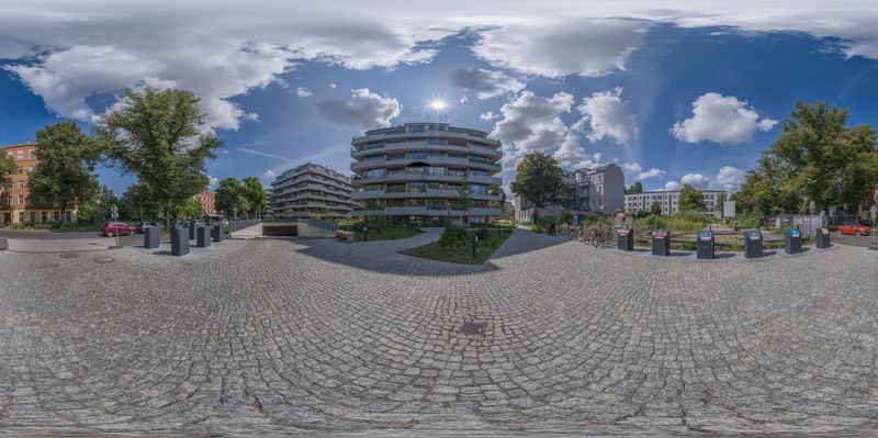 German Residential Area: A Modern Cityscape - HDRi Maps and Backplates