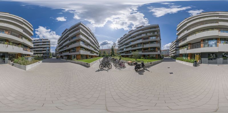 German Urban Architecture in a Residential Area HDRi Maps and Backplates
