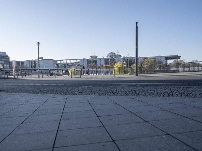 German Urban Design on City Street with Brick Sidewalk HDRi Maps and ...