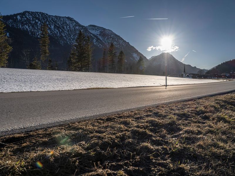 German Winter Road Through Snowy Mountains HDRi Maps and Backplates