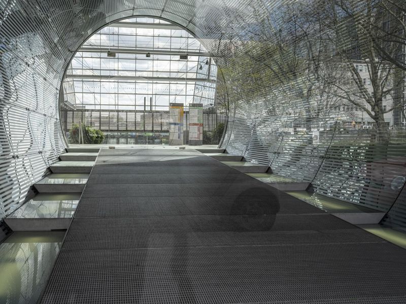 Glass Building Staircase in Berlin HDRi Maps and Backplates