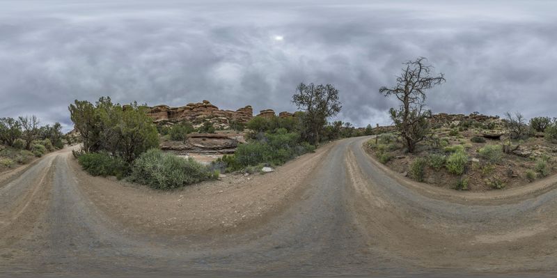 Gloomy Day in Utah's Nature: Gravel Street Views HDRi Maps and Backplates