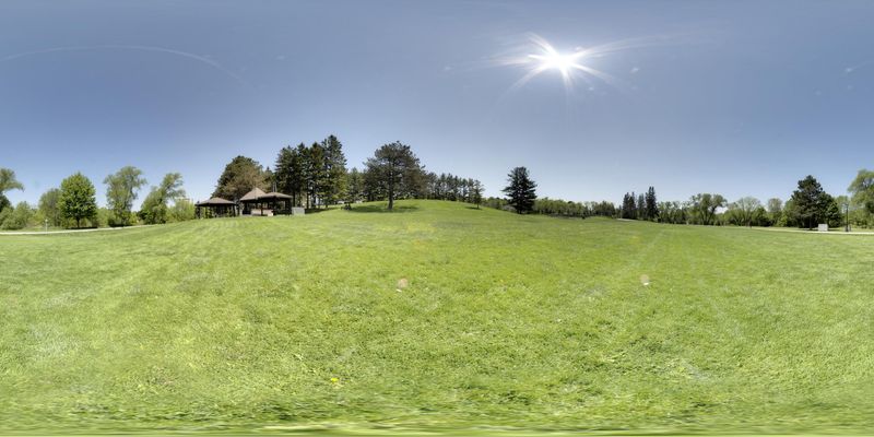 Grass Field with House and Trees in Rural Ontario HDRi Maps and Backplates