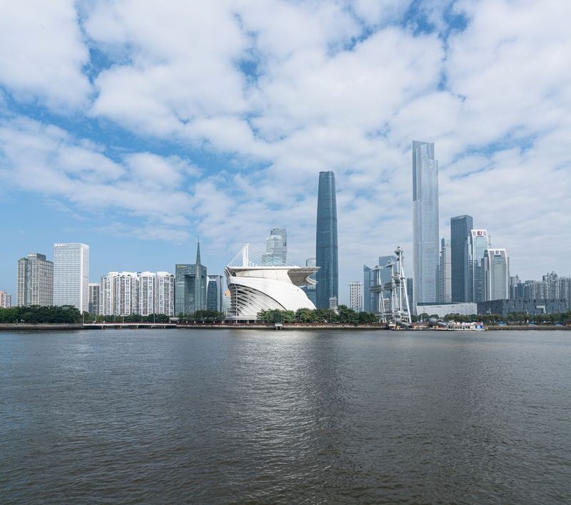 Guangdong Harbor River City Skyline HDRi Maps and Backplates