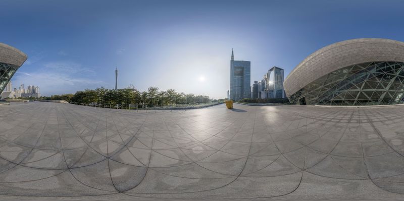 Guangzhou, China: Aerial View of the Skyline HDRi Maps and Backplates