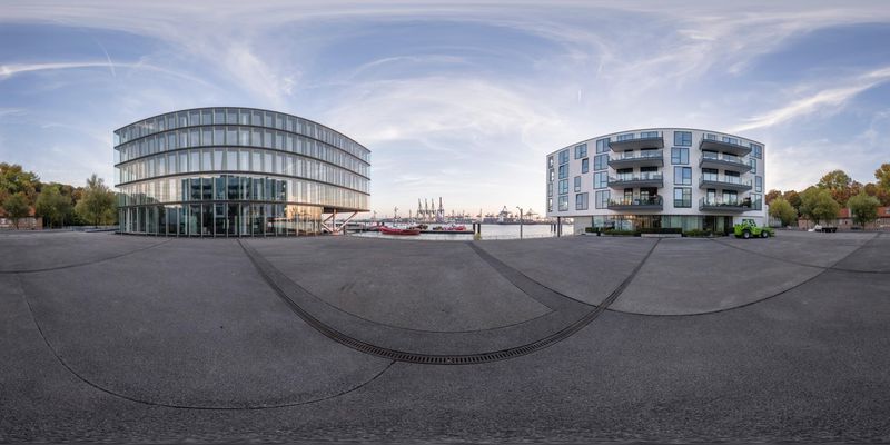 Urban Architecture in Hamburg: The Round Buildings HDRi Maps and Backplates
