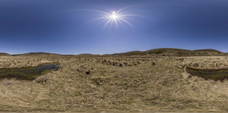 Highland Plain with Dry Grass and Mountain Range HDRi Maps and Backplates