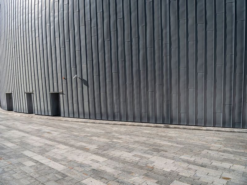 Holland Brick Sidewalk and Modern Metal Building HDRi Maps and Backplates