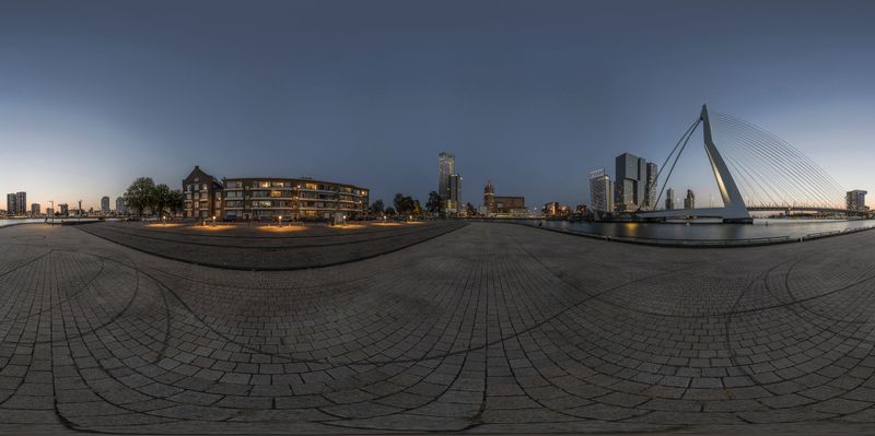 Holland City Skyline: A Waterfront View HDRi Maps and Backplates