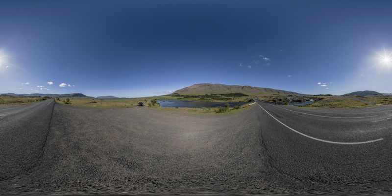 Iceland Road: Lake and Mountain Scenery HDRi Maps and Backplates