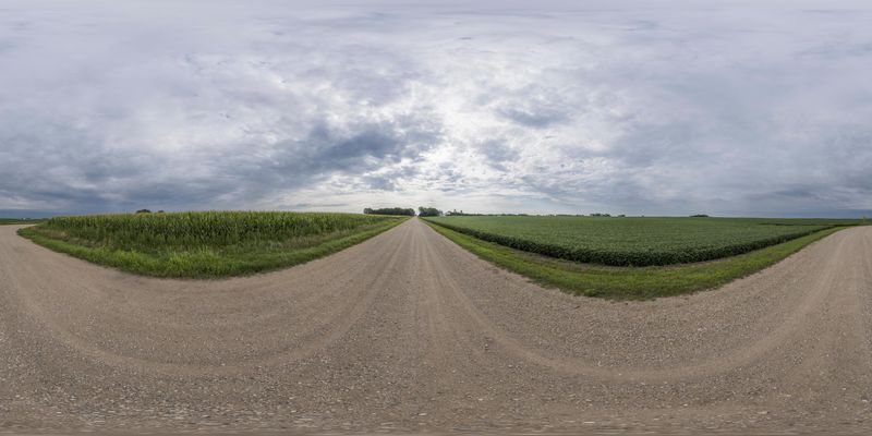 Rural Landscape in Iowa: A Gravel Road Through Open Fields HDRi Maps ...
