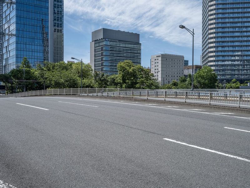 Japanese City Skyline: Bridges and Armco Barriers HDRi Maps and Backplates