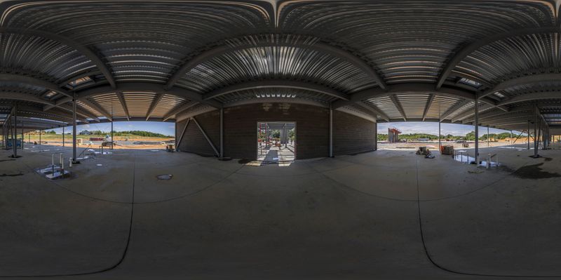 Inside a Large Barn: Construction Workers at Work HDRi Maps and Backplates