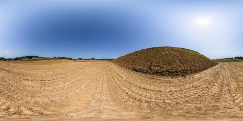 A Large Dirt Mound in a Field Terrain HDRi Maps and Backplates
